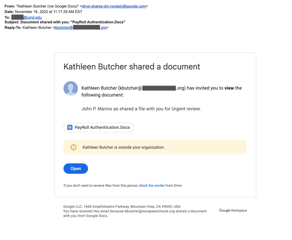 "Document shared with you" phishing emails - - IT Service Desk